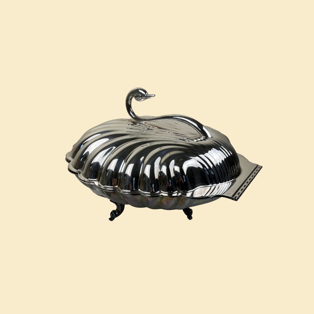 C. 1970s Leonard Silverplate Swan Shaped Warming Dish, Vintage Swan ...