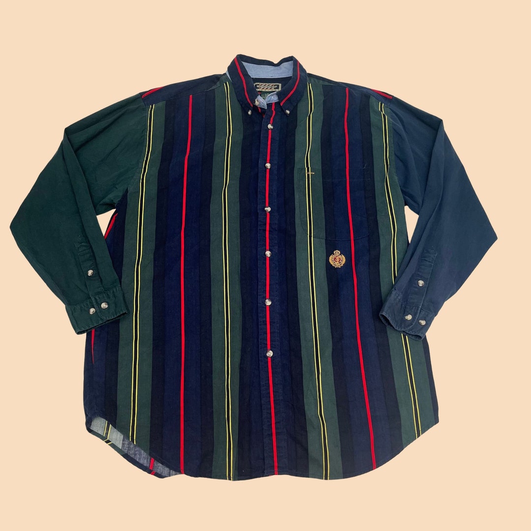 1990s Large Striped Men's Shirt With Color Block Sleeves by J. Riggings ...