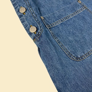 90s Size M Denim Dress, Vintage 1990s Denim Maxi Dress by Tape Measure, Sleeveless Dress Side ...