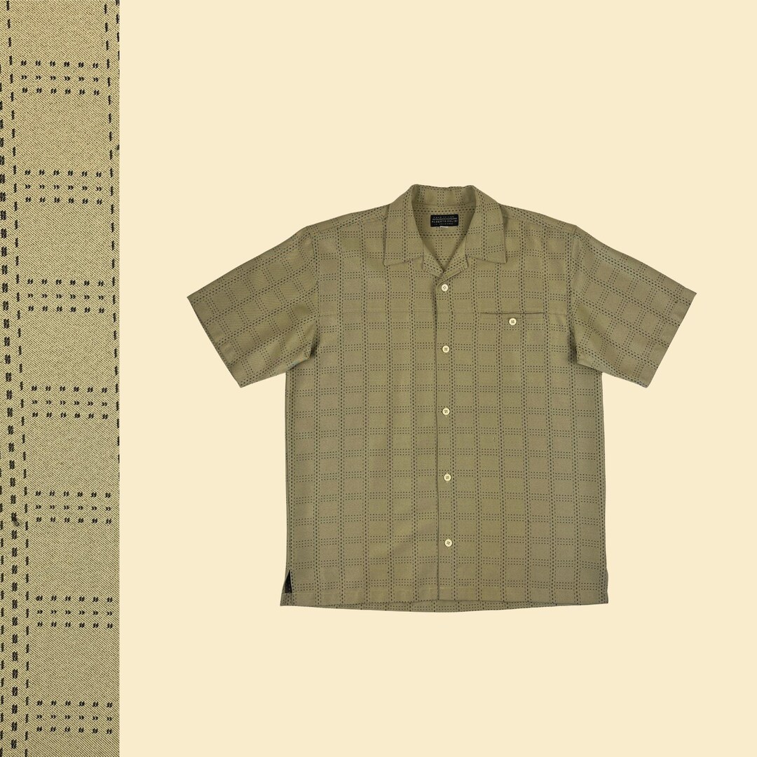 1990s XL Alberto Celini Shirt, Vintage Men's Green & Black Geometric ...