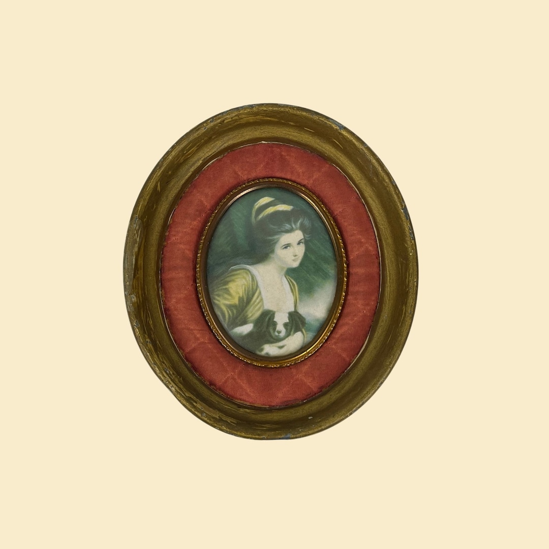 1950s Wall Hanging Oval Frame W/ Print of Lady Hamilton by George ...
