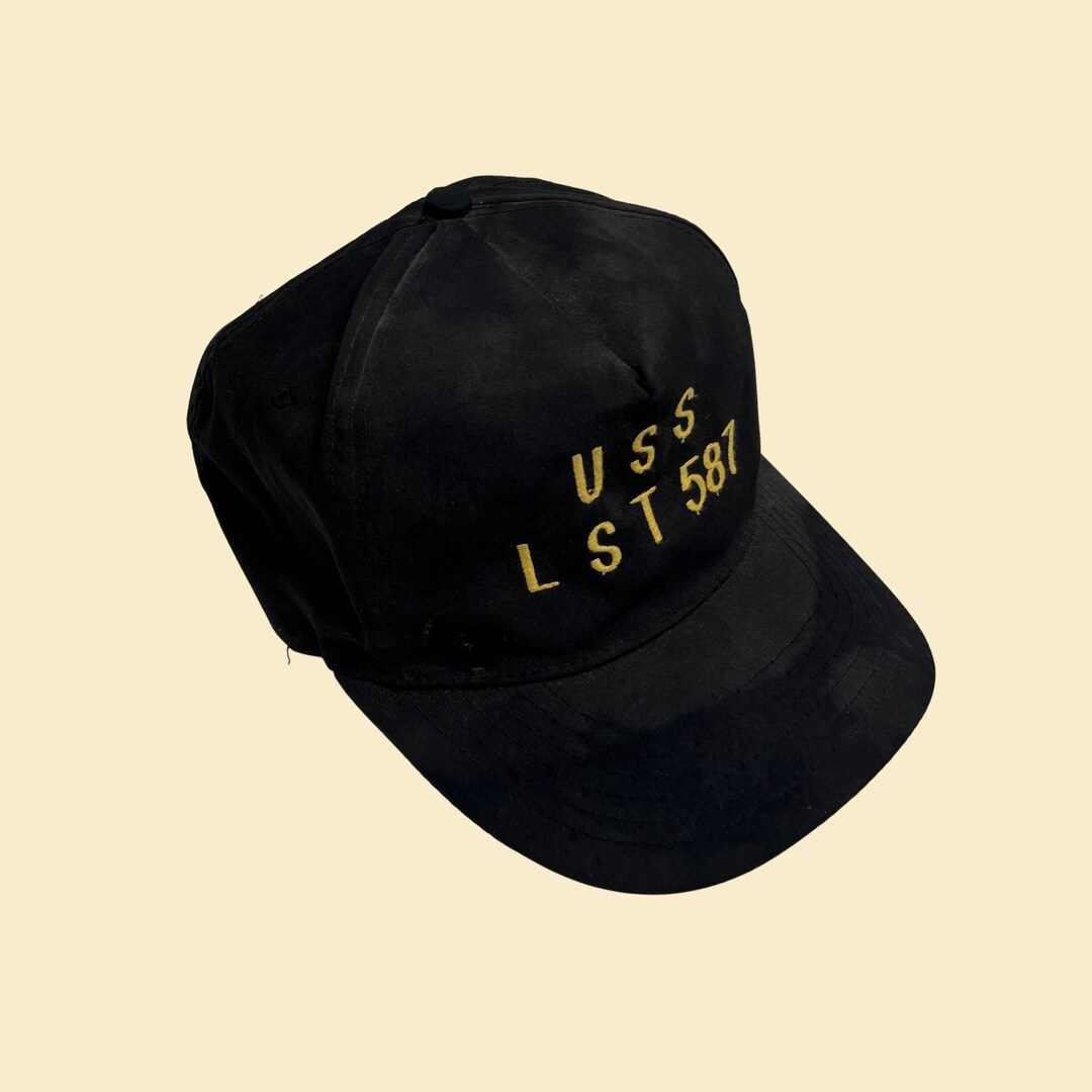 80s USS LST 587 Baseball Cap, Vintage 1980s Navy Trucker Cap in Black ...