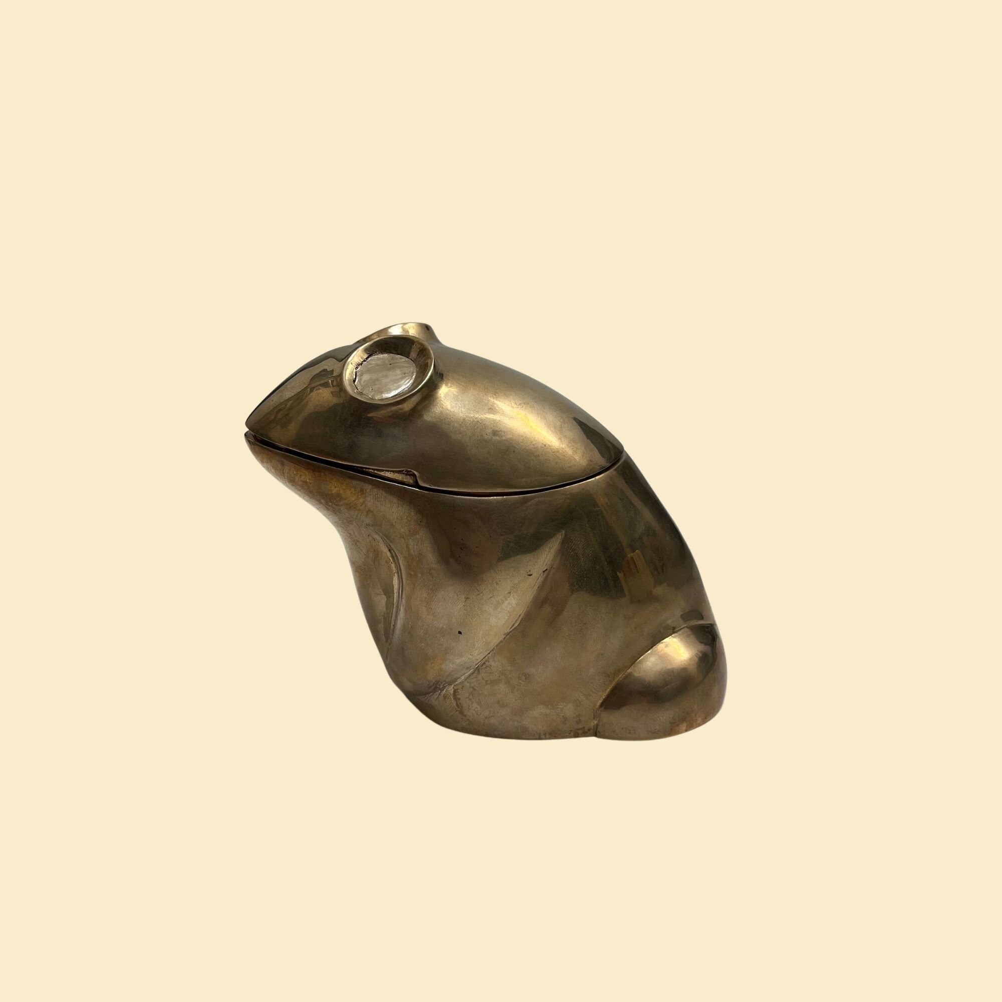 Vintage Brass Frog Container, 1970s Frog Shaped Metal Box, 70s Vintage ...
