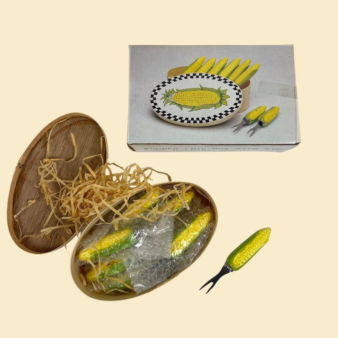 Vintage 80s Corn Holders / Skewers Set With Box, New Old Stock Chip ...