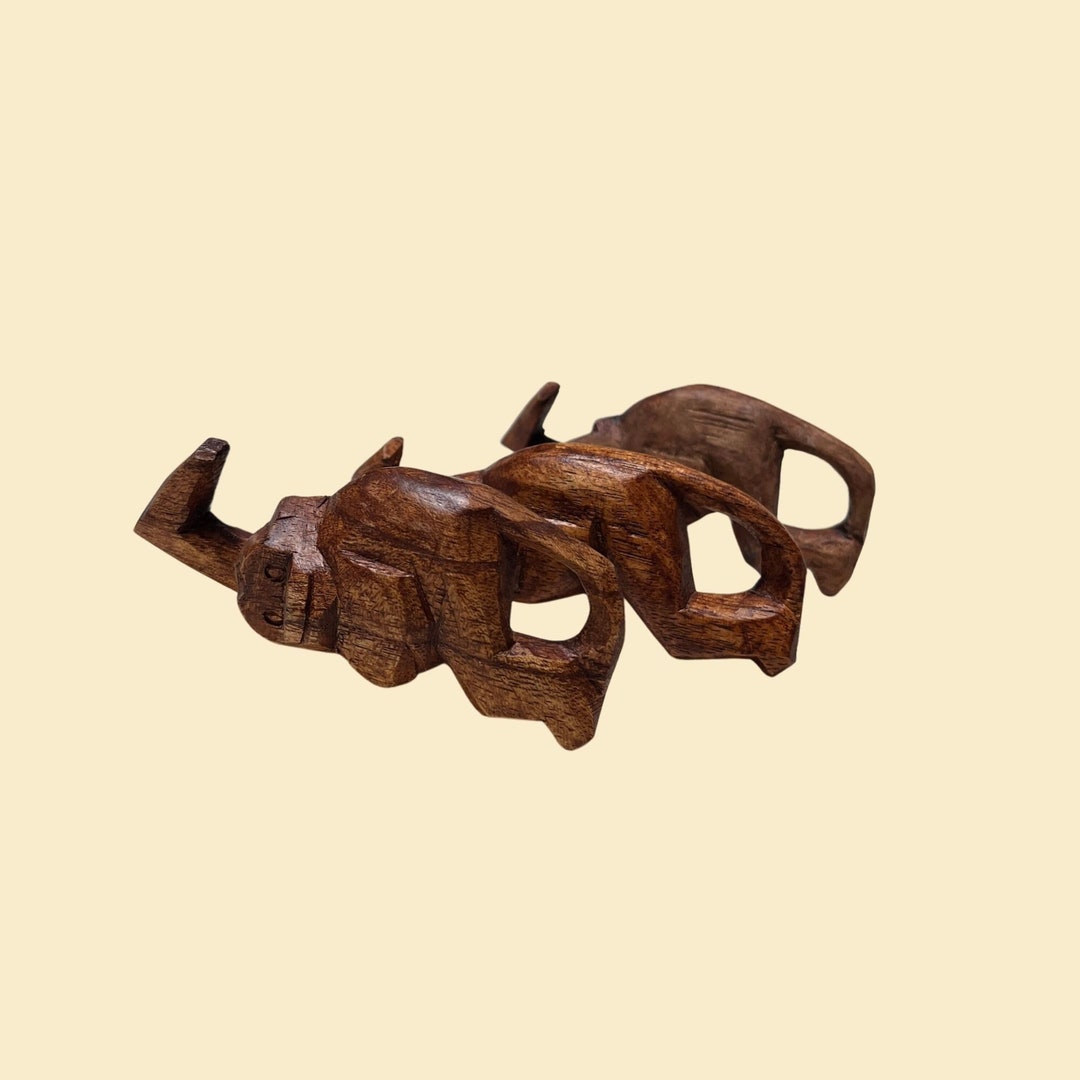 Vintage Monkey Shaped Napkin Rings, 1980s Set of 3 Hand Carved Monkey ...