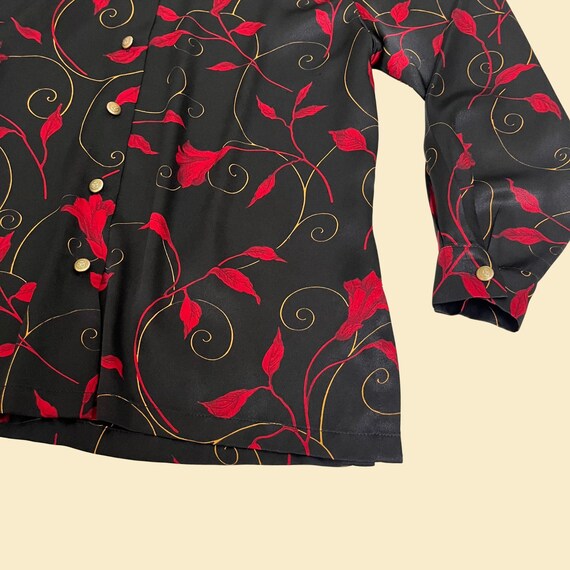 1980s black & red satin blouse by Horst Basler, vinta… - Gem