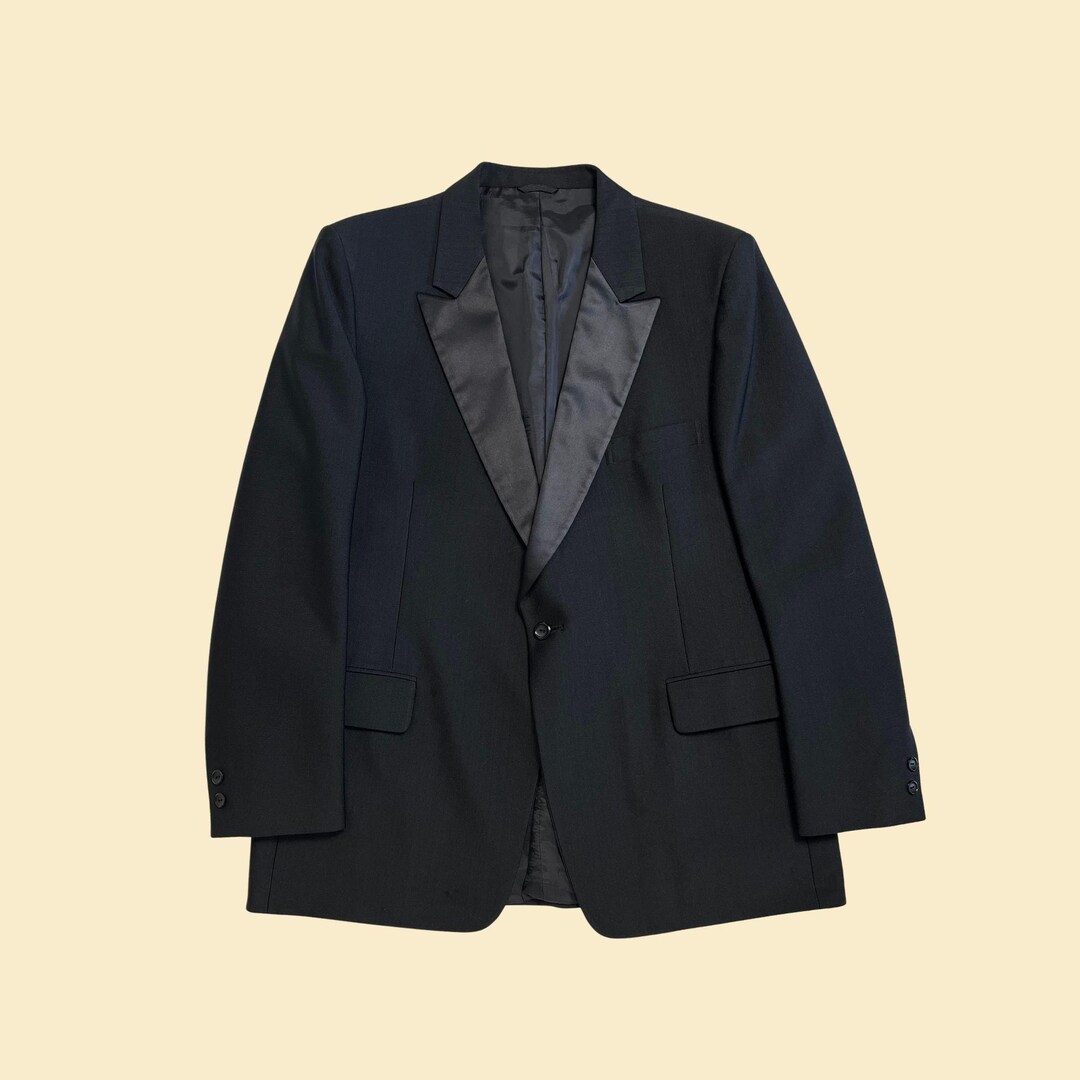 Vintage 80s Tuxedo Jacket, 42" (est) Men's Black Formal Sports Coat ...