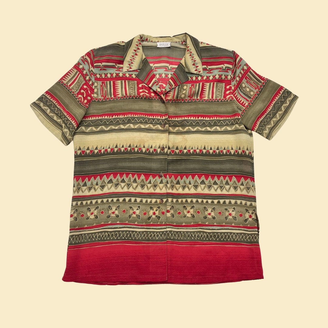 80er Jahre gestreiftes Damenhemd von Horst Basler, 1980er geometrische ...