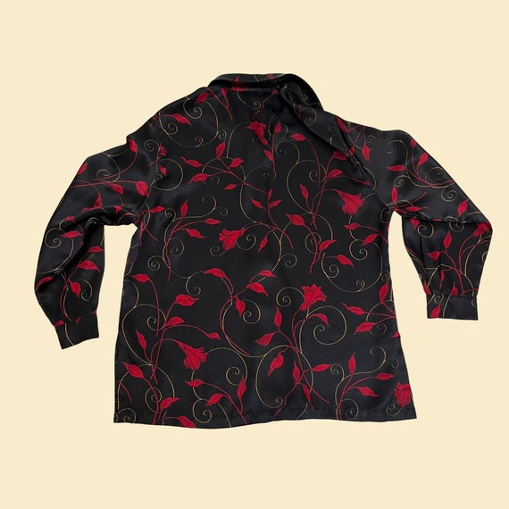 1980s black & red satin blouse by Horst Basler, vinta… - Gem