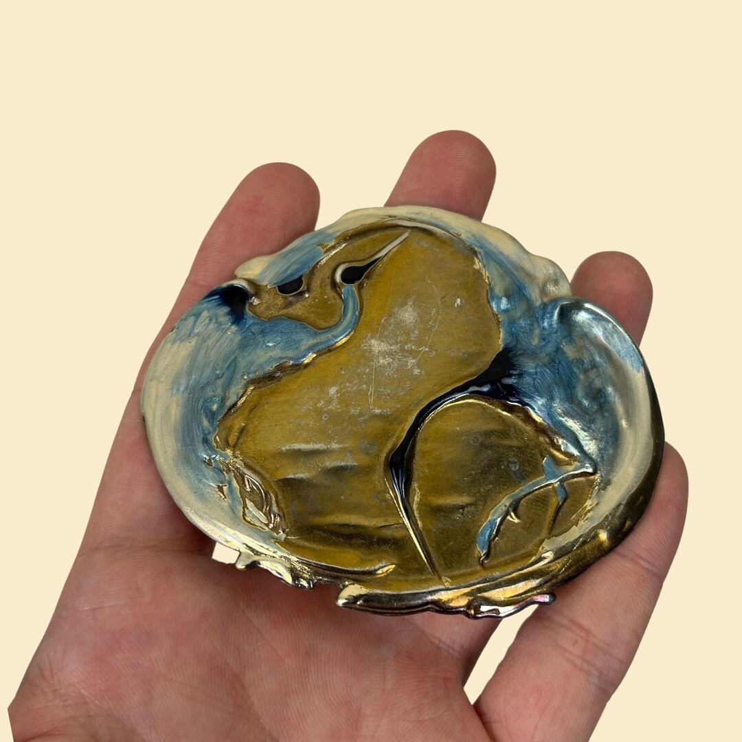 80s Bird Belt Buckle by Charmant Belts, Vintage Blue & Black Oval ...