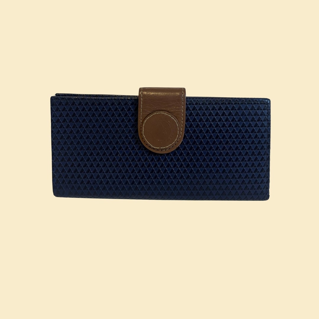 80s Liz Claiborne Wallet in Blue and Brown, Vintage 1980s Faux Leather ...