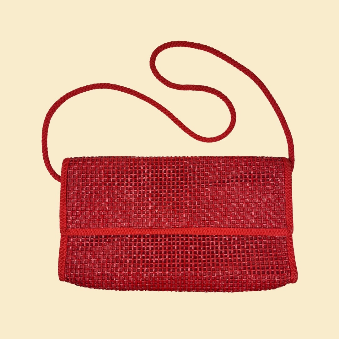 1970s Red Mesh Handbag, Italian-made Vintage 70s Red Shoulder Envelope ...