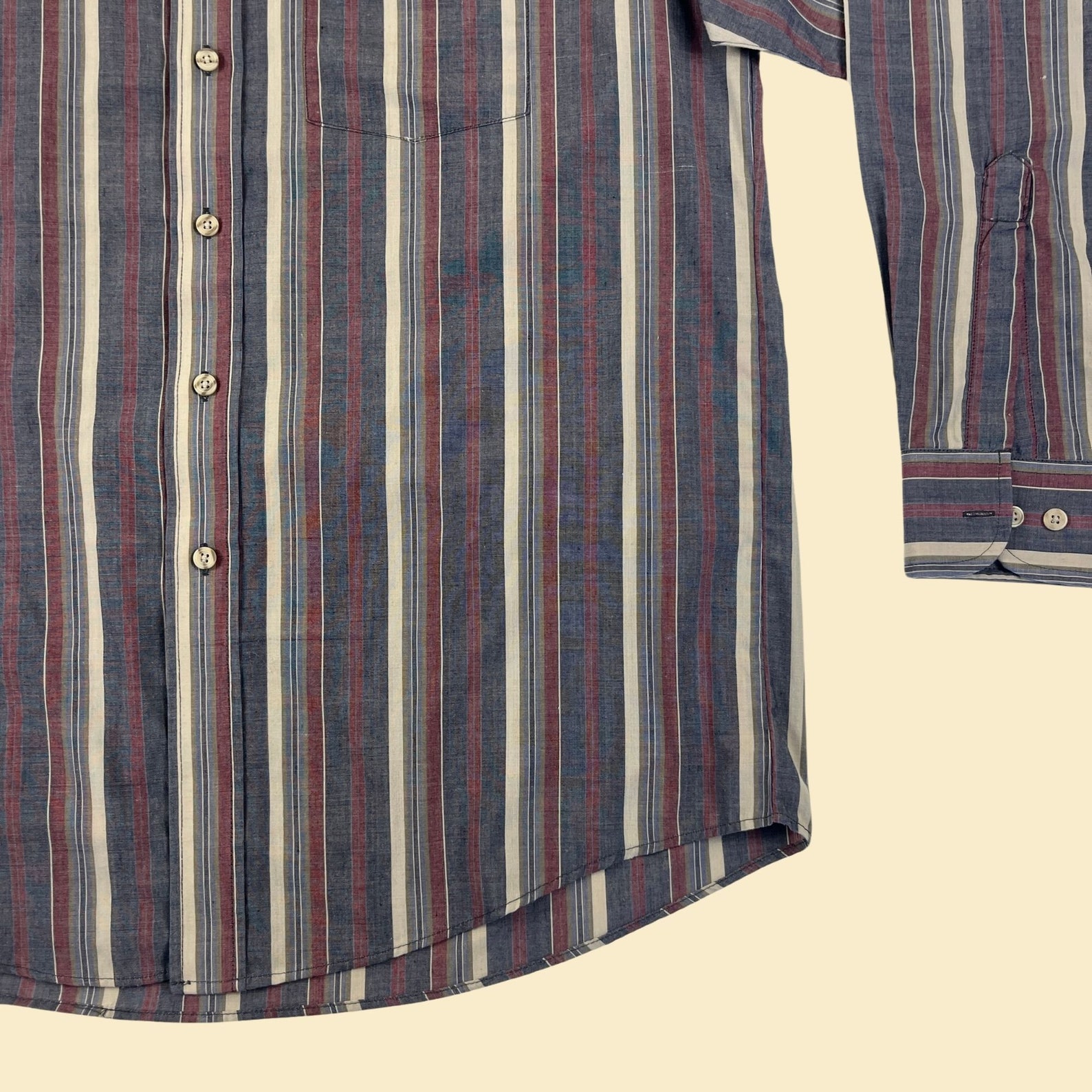 1990s M Striped Men's Shirt, Burgundy & Grey Vintage 90s Men's David ...