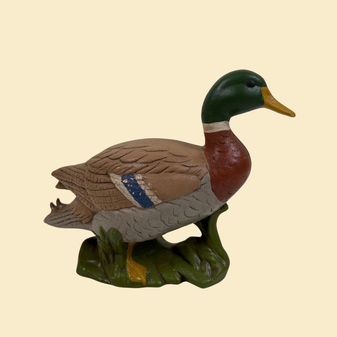 1970s Ceramic Duck Statue, Vintage 70s Painted Duck Figurine by Shirley ...