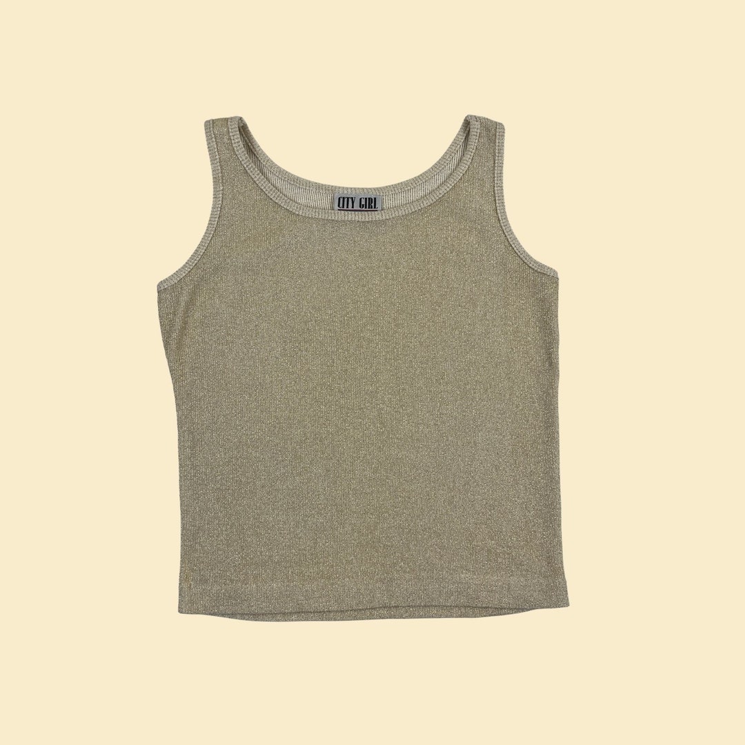 80s/90s Metallic Gold Tank Top by City Girl Petites, Size M to L Women ...