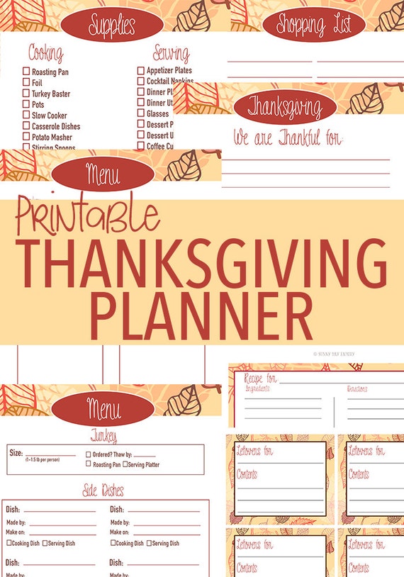Printable Thanksgiving Planner Thanksgiving Dinner | Etsy