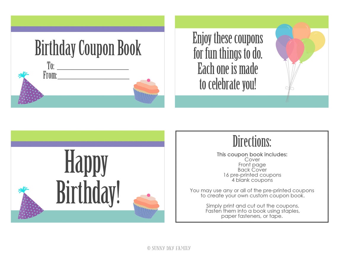Birthday Coupon Book for Kids Presents for Kids Activities Printable - Etsy