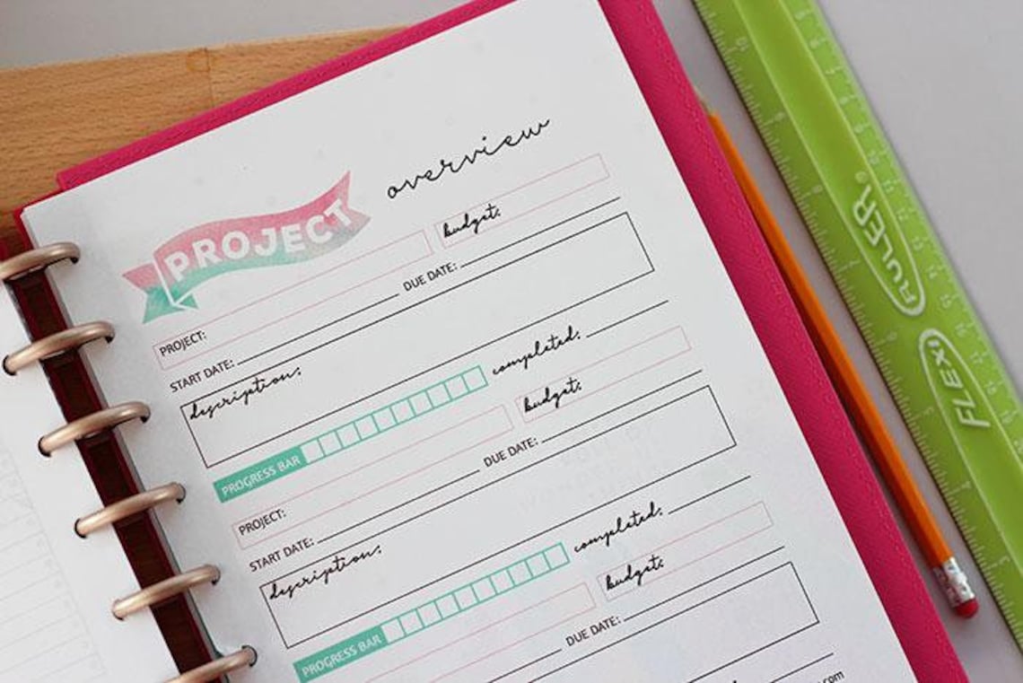 Project Planner Organizer Binder Pages Printable - Etsy