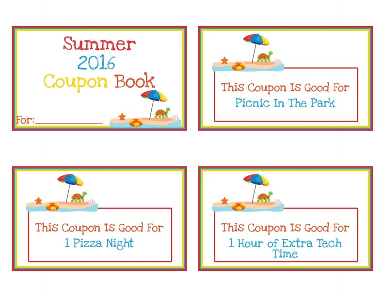 Summer Activity Planner & Summer Fun Coupon Book for Kids - Etsy
