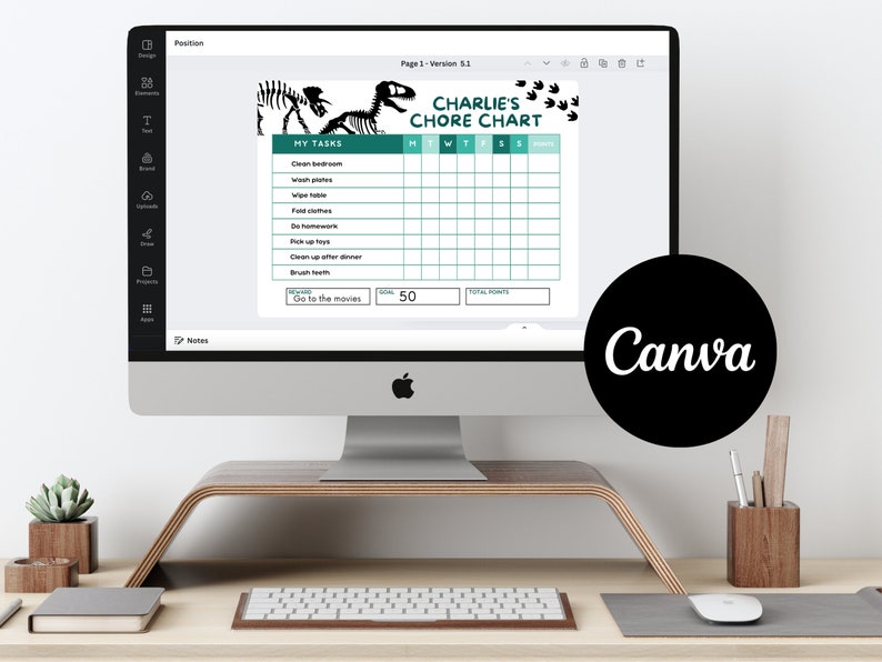 Chore Chart, Printable Editable Chore Chart, Kids Chore Responsibility ...