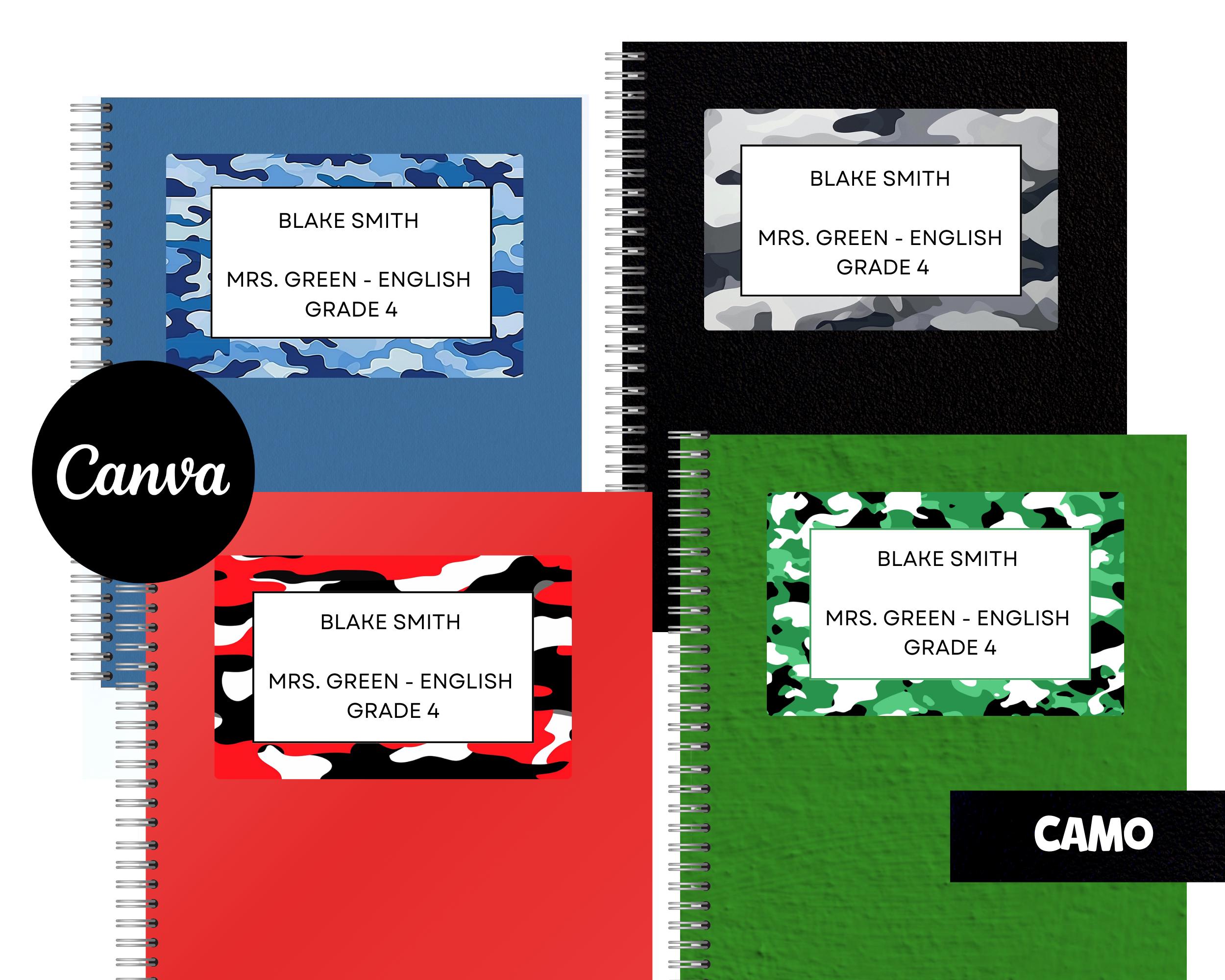 Editable School Notebook Labels: DIY Canva Template (digital Download ...