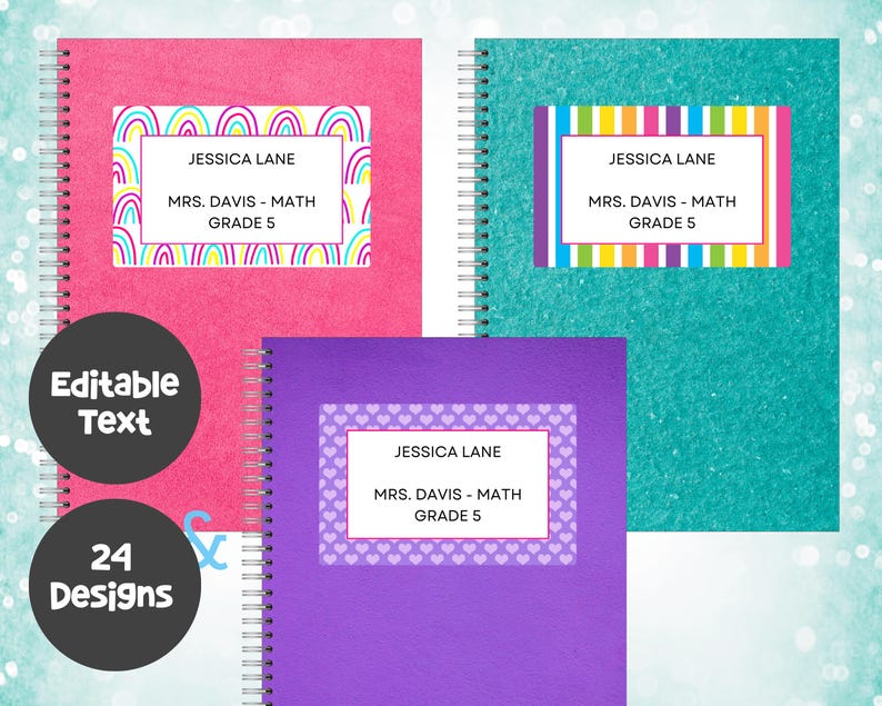 Editable School Notebook Labels: DIY Stickers, Canva Template (digital ...