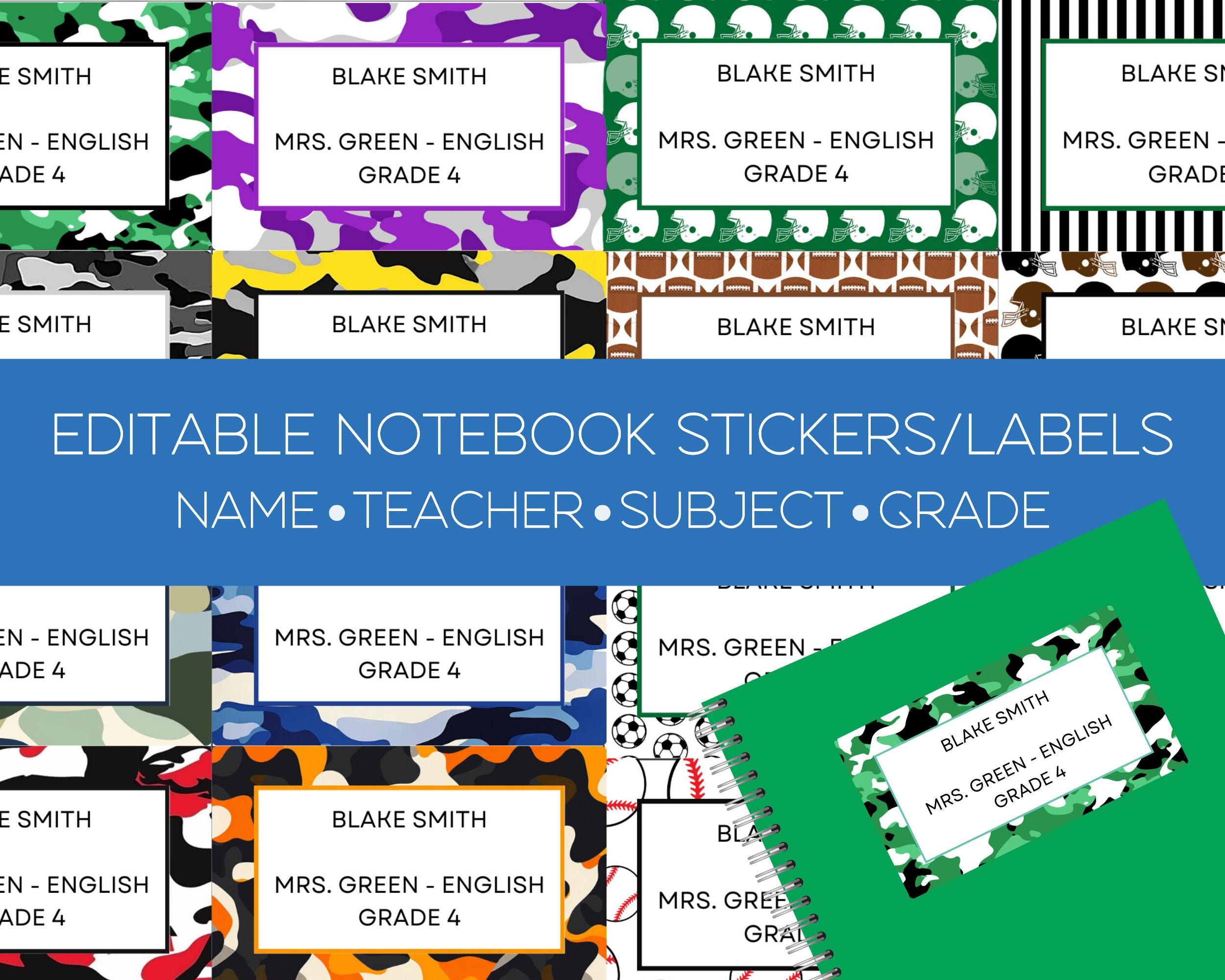 Editable School Labels, DIY Notebook Labels, Boy Label, Notebook Labels ...