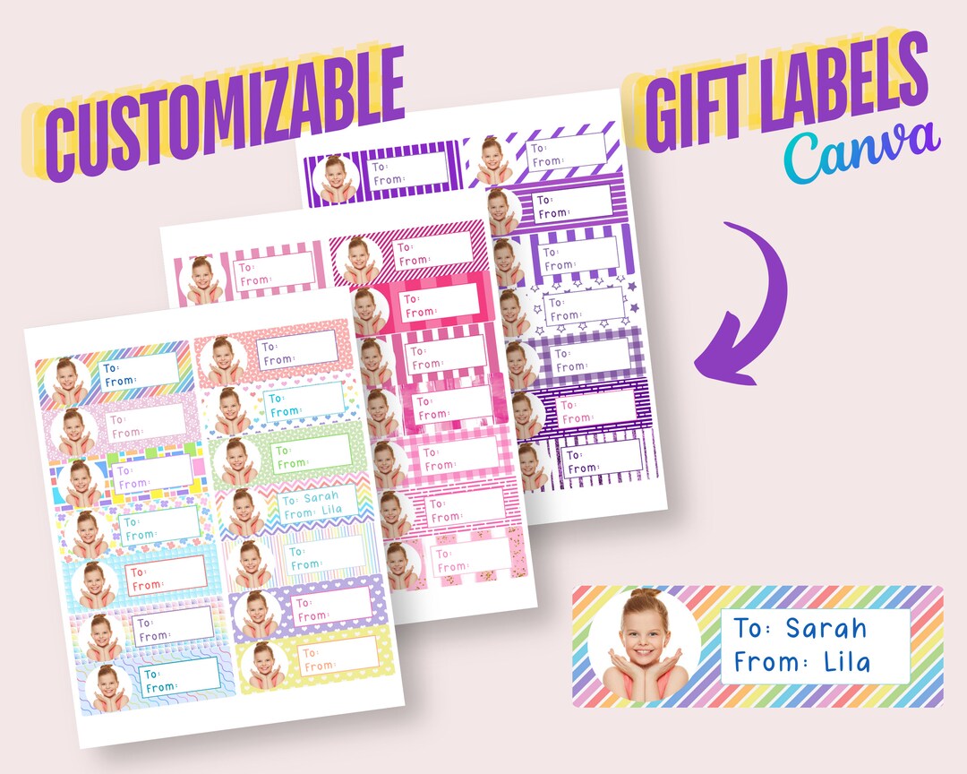 Birthday Gift Stickers Gift Labels Print Kids Labels Long Size ...