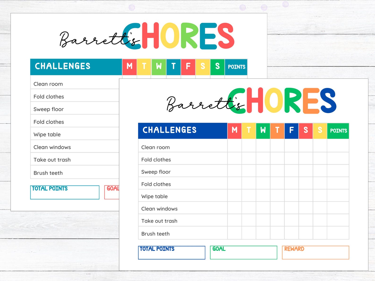 Chore Chart, Printable Editable Chore Chart, Kids Chore Responsibility ...