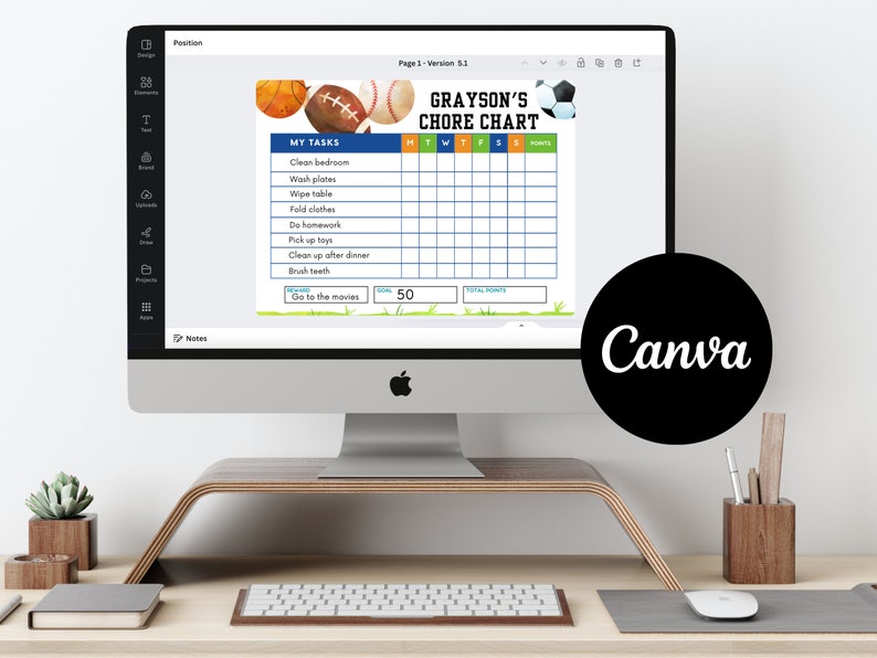 Editable Sports Reward Chart, Reward Chart for Boys, Printable Sports ...