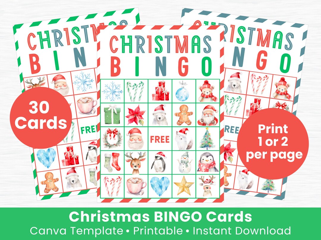 Christmas Bingo, 30 Christmas Bingo Cards, Christmas Activity, Kids ...