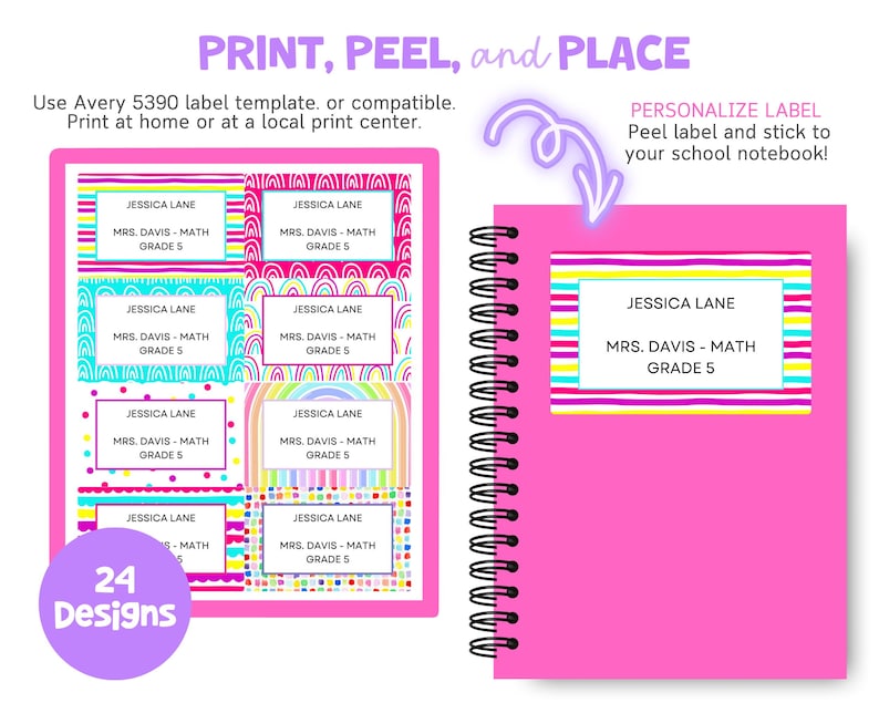 Editable School Notebook Labels: DIY Stickers, Canva Template (digital ...