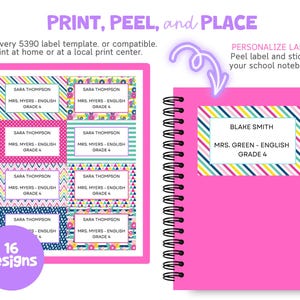 Editable School Labels, DIY Notebook Labels, Girl Label, Notebook ...