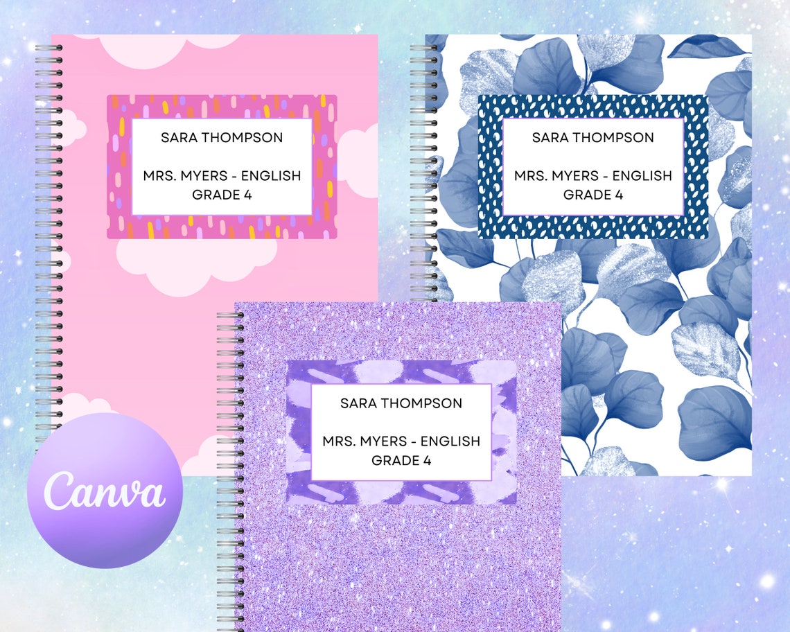 Editable School Labels, DIY Notebook Labels, Girl Label, Notebook ...