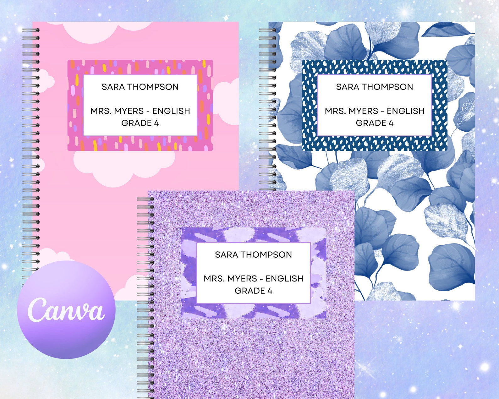 Editable School Labels, DIY Notebook Labels, Girl Label, Notebook ...