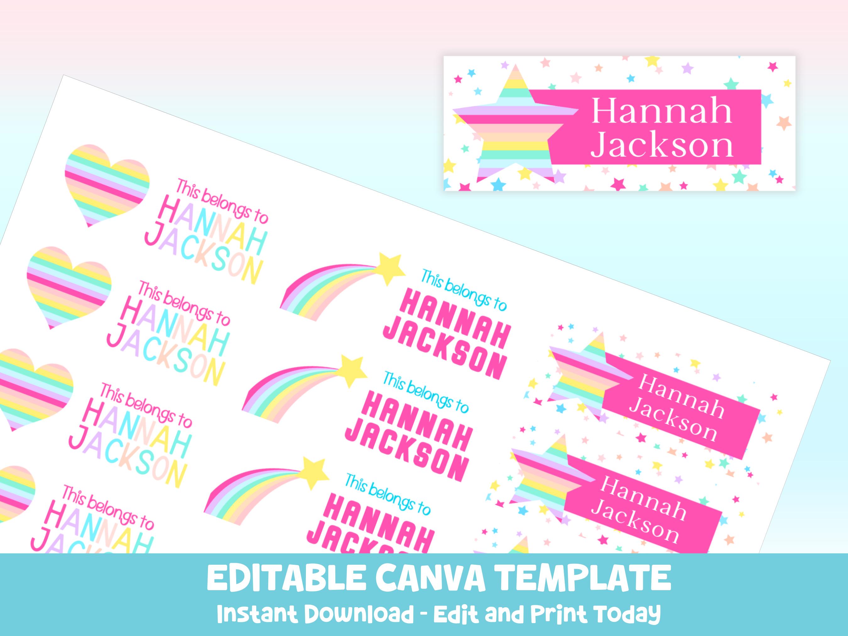 Editable School Labels, DIY Notebook Labels, Girl Label, Notebook ...