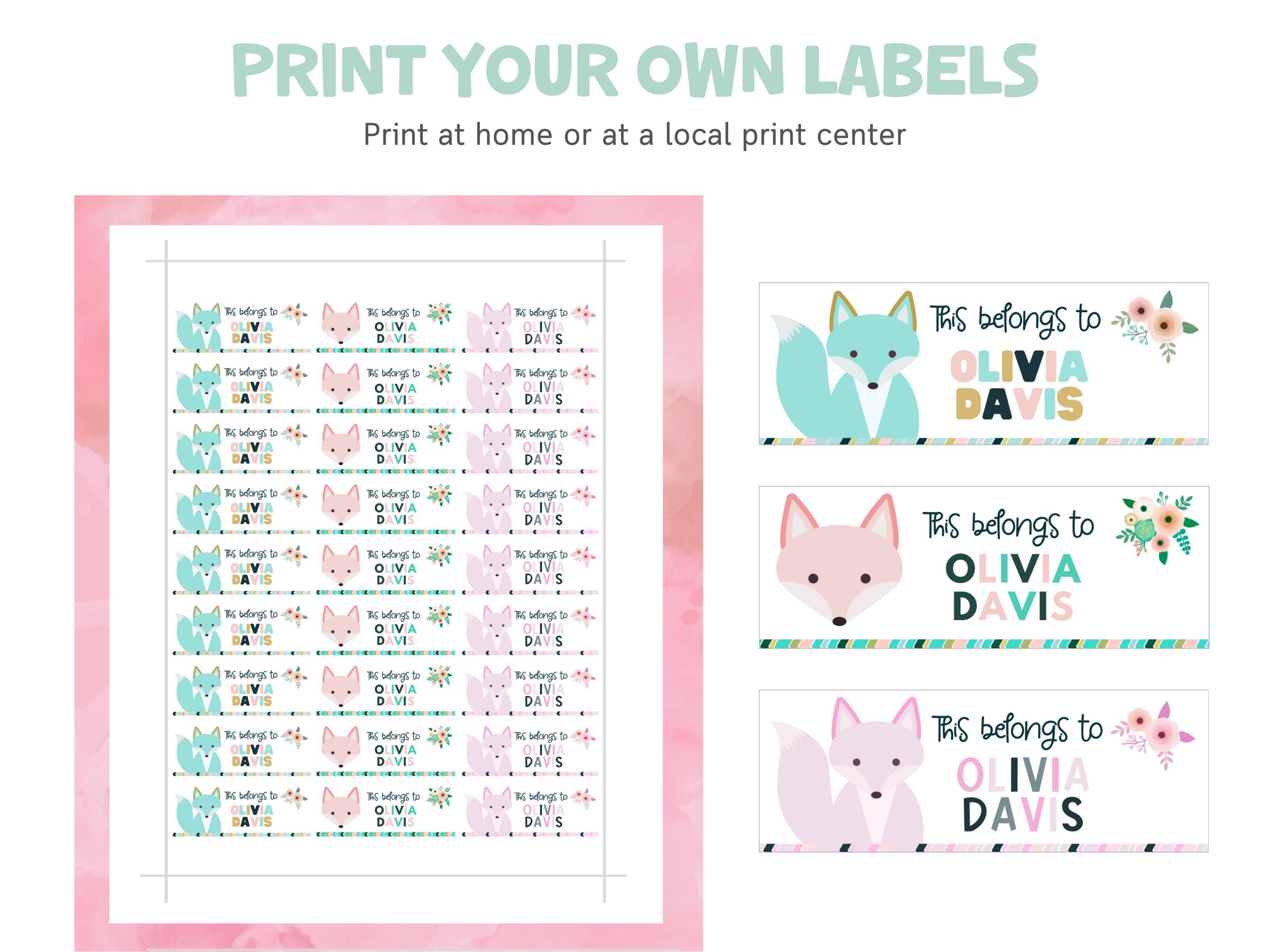 Editable School Labels: Fox Design, DIY Notebook Stickers (canva ...