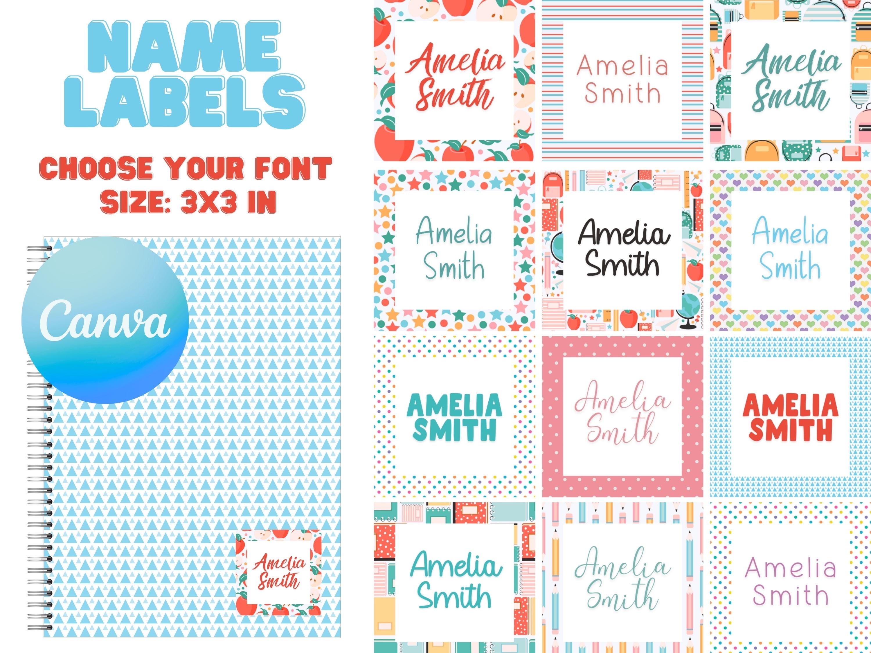 Editable Name Labels, DIY School Labels, Girl Label, Gift Tag, Notebook ...