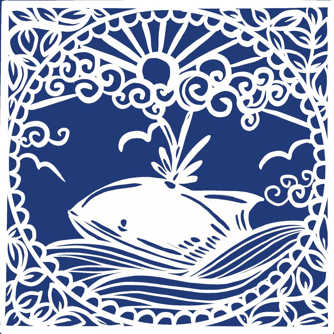 Whale Paper Cut Out Template - Etsy