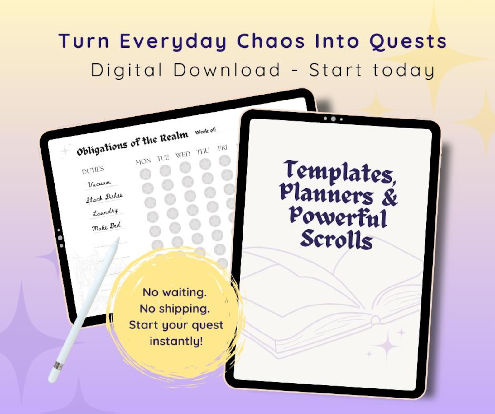 ADHD Planner Printable | Fantasy-themed Digital To-do List & Chore ...