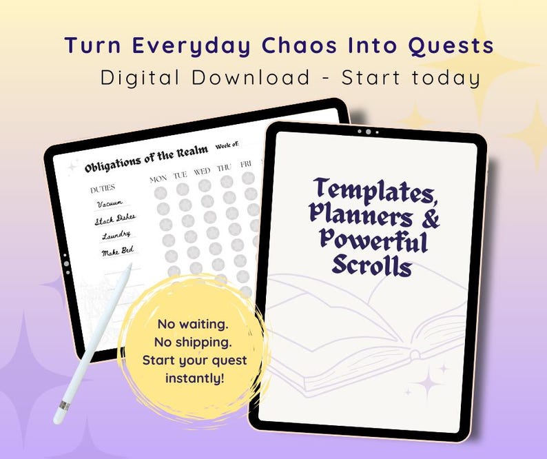 ADHD Planner Printable | Fantasy-themed Digital To-do List & Chore ...