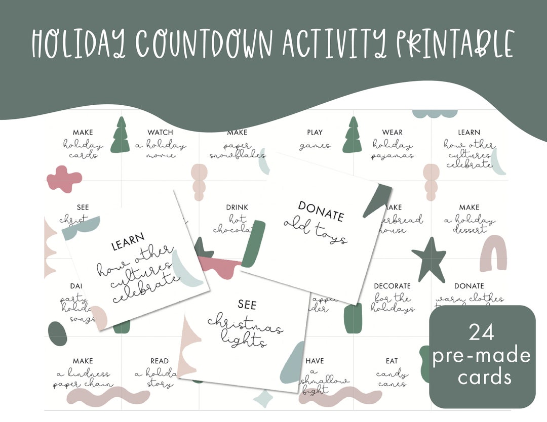 Printable Holiday Countdown Activities for Kids Holiday Bucket List ...