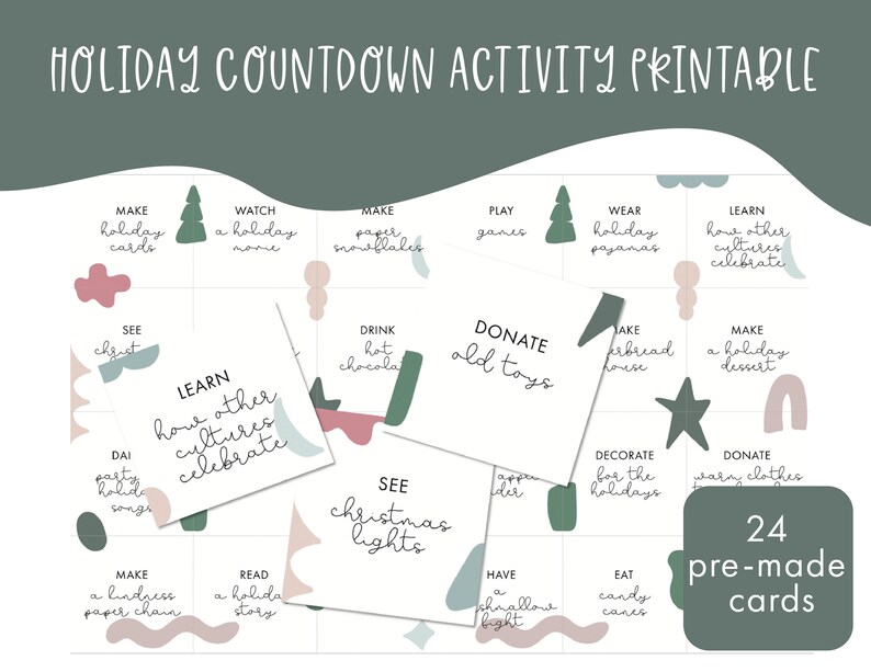 Printable Holiday Countdown Activities for Kids Holiday Bucket List ...