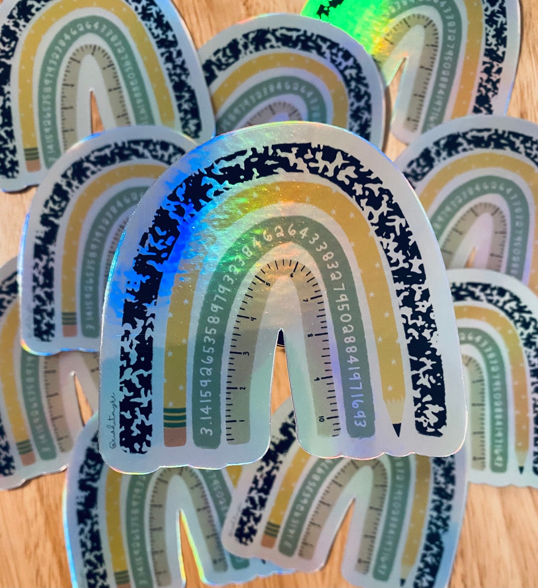 Math Rainbow Holographic Waterproof Vinyl Sticker | Math Sticker ...