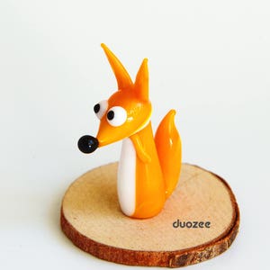 Handmade Lampwork Glass Fox Figurine, Whimsical Fox Statue, Glass ...