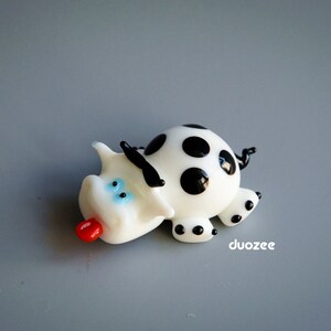 1.75"long Miniature Cow Figurine, Micro Miniature Cow Figure, Lampwork ...