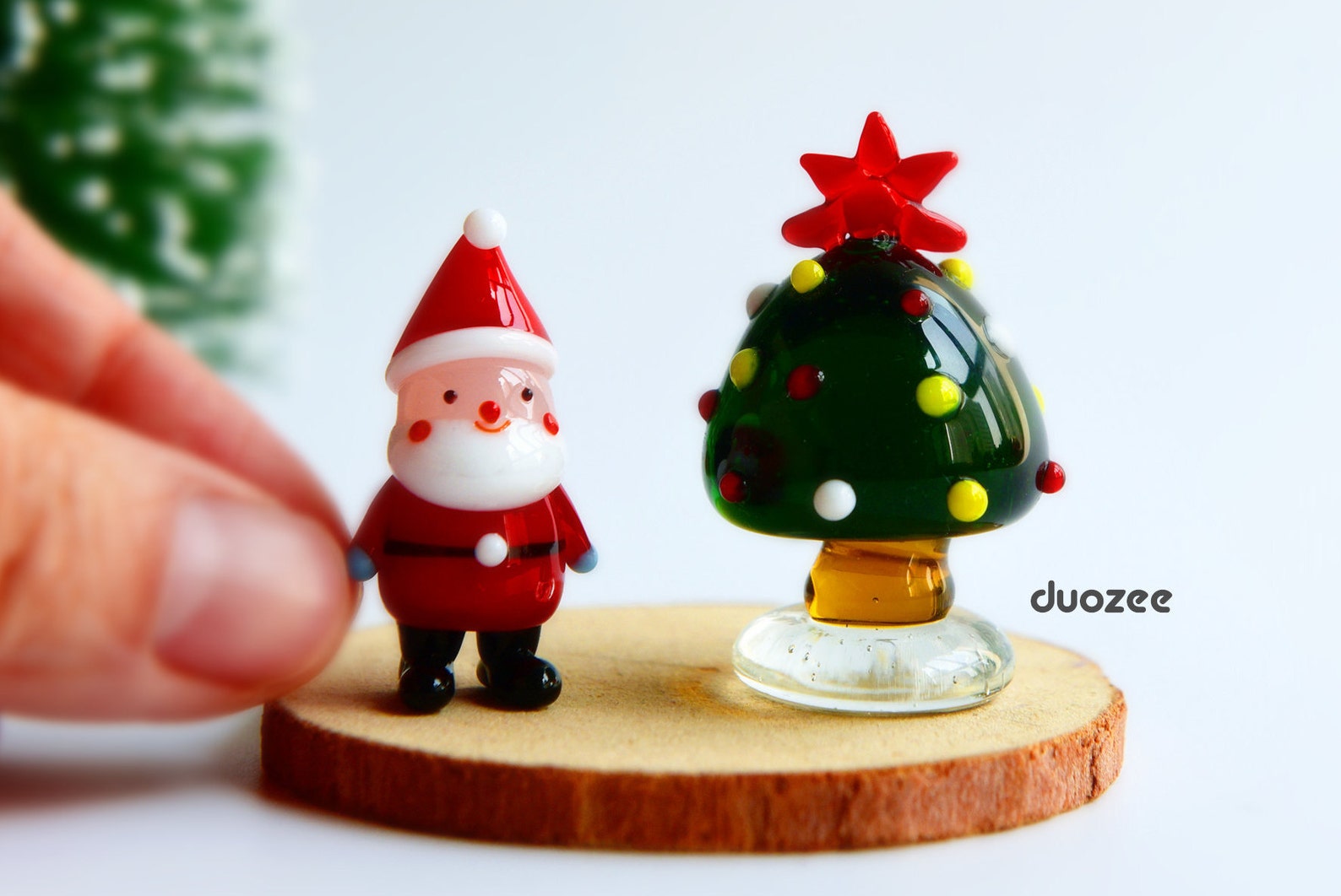 1.25” Tall Handmade Glass Micro Miniature Santa Figurine, Standing ...