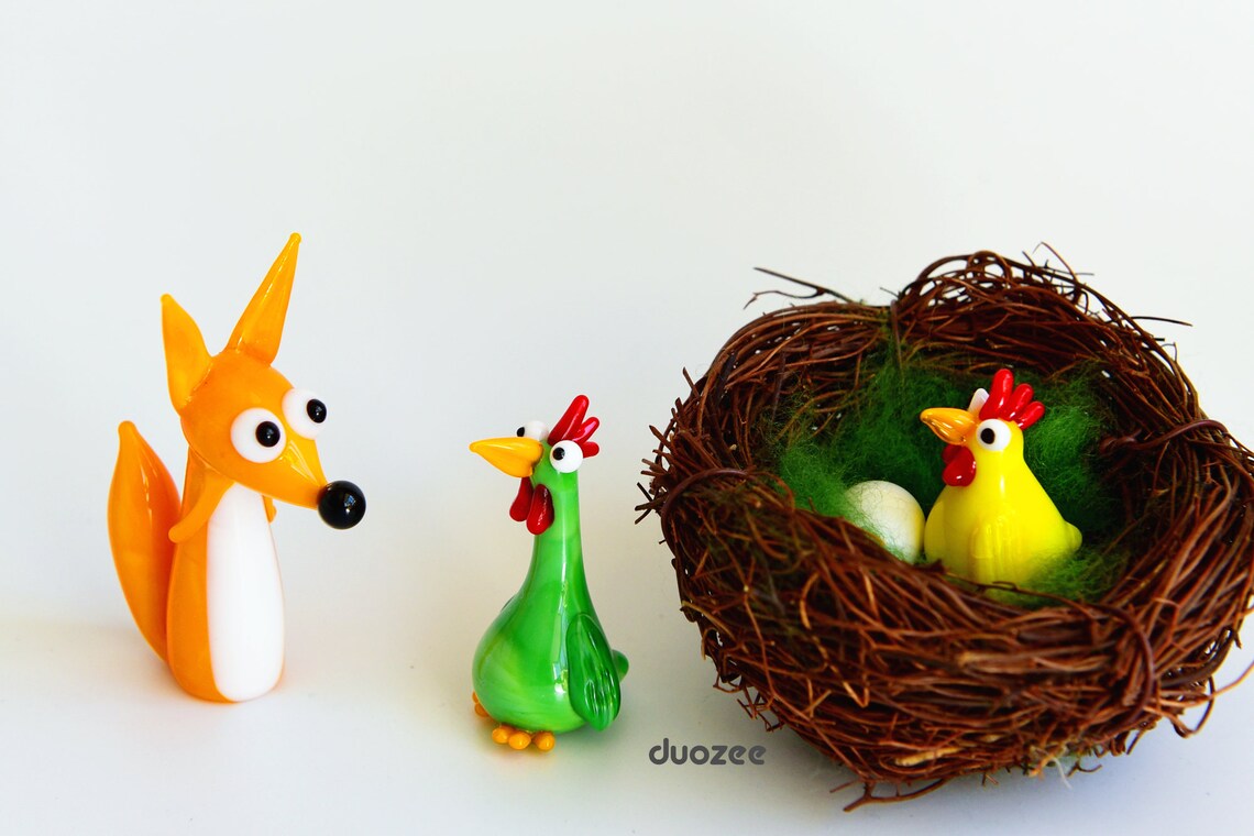 Handmade Lampwork Glass Fox Figurine, Whimsical Fox Statue, Glass ...