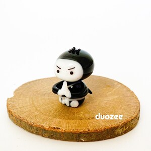 Handmade Collectible Lampwork Glass Miniature Ninja Figurine, Ninja ...