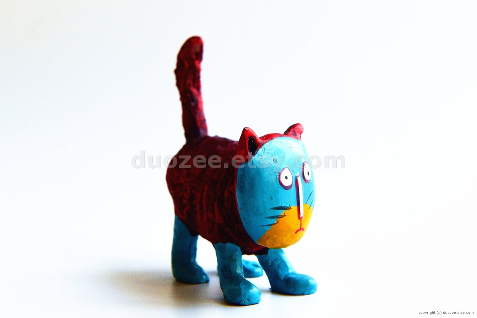 Whimsical Cat Figurine Red Cat Cat Lover Gift Cat Figure - Etsy